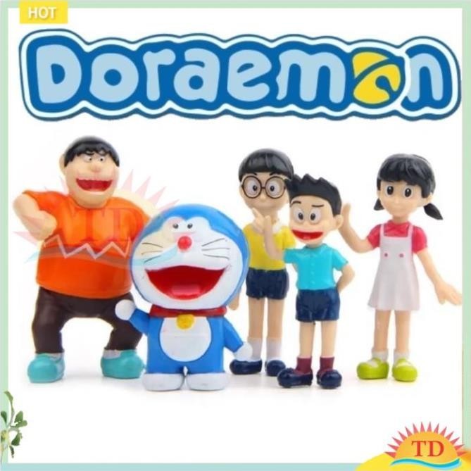 Set Of 5 Unique Doraemon Cartoon Character Toy Models Of Range And ...