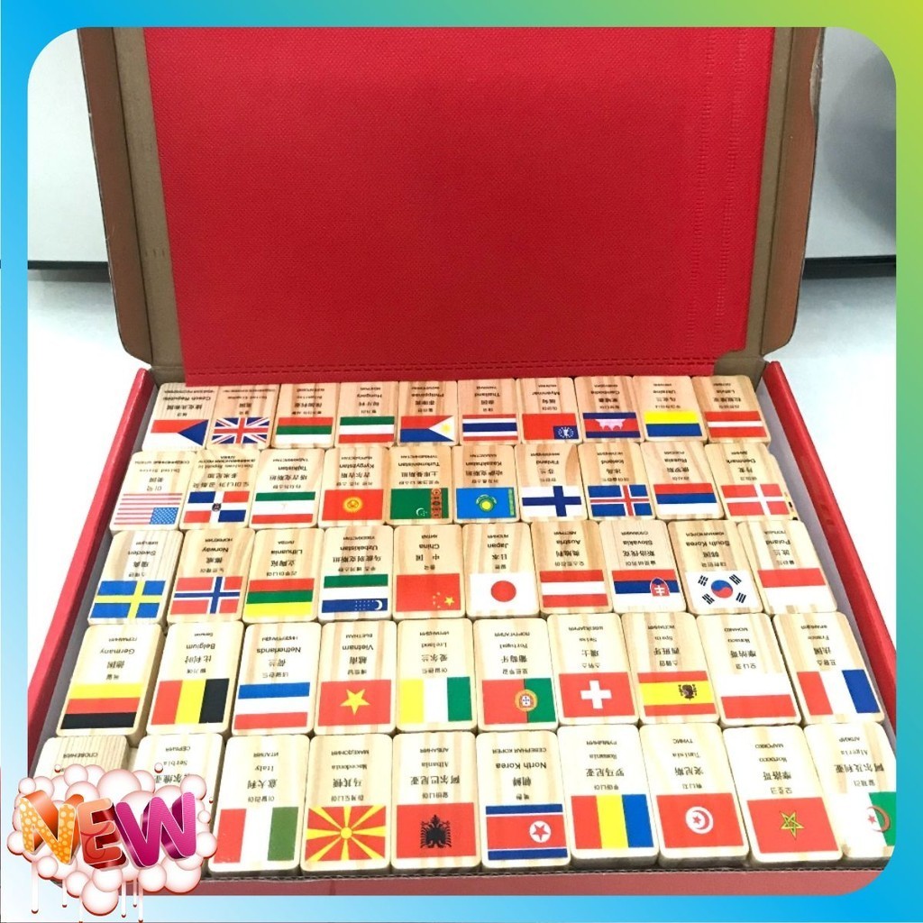 Set of 100 Wooden Dominoes with Flags - Flags of Countries - Smart Toys ...