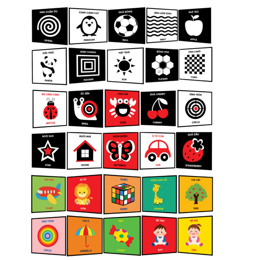 Visual Stimulation Card For Children - Set of 3 Folding Books For ...