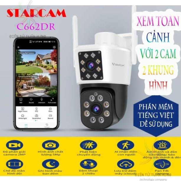 Outdoor Wifi IP Camera Rotate 360 Degrees VSTARCAM C662DR - 1 Cam 2 ...