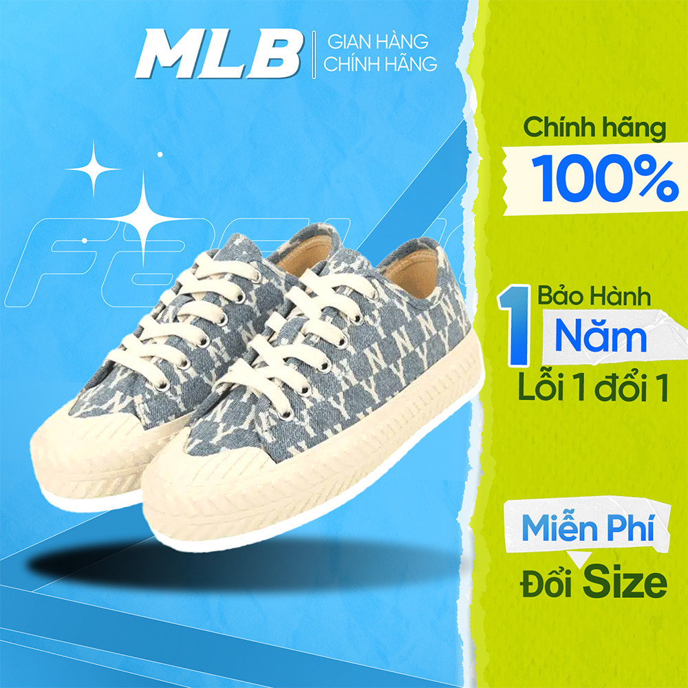 Genuine light blue denim MLB Playball Monogram shoes, embroidered NY ...