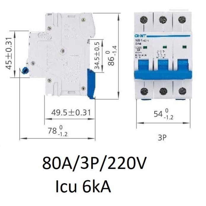 Atomat Aptomat MCB Circuit breaker eB-63 Icu 4500A Chint 2P 220V ...