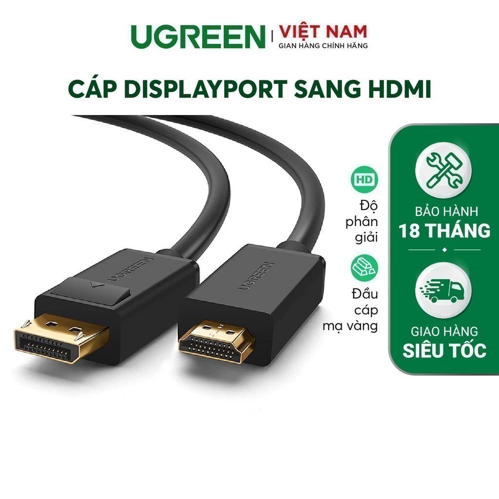 UGREEN DP101 DisplayPort to HDMI Cable | Support 1920x1200 resolution | Sharp images and sounds ...