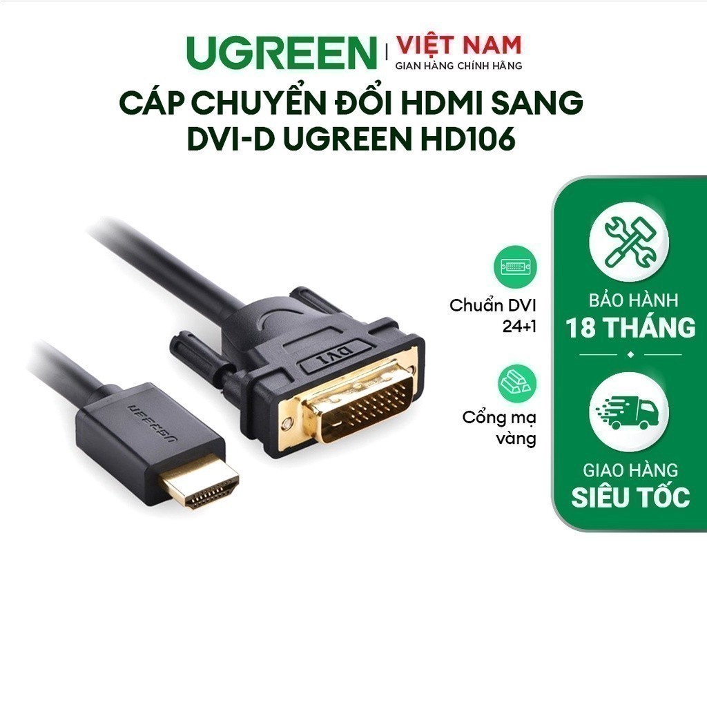 Ugreen HD106 HDMI to DVI-D conversion cable | From Laptop, Video Card ...