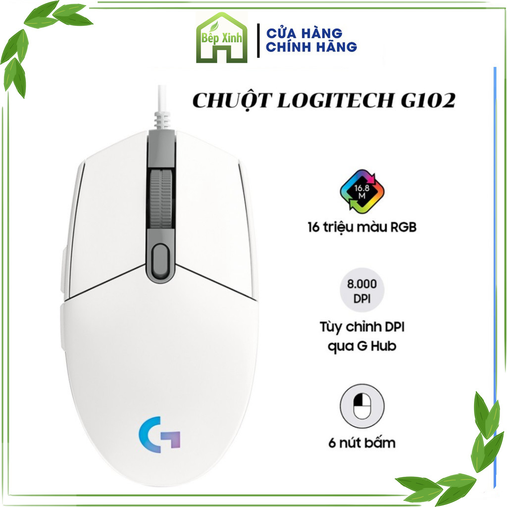 Logitech G102 Lightsync RGB Wired Gaming Mouse - 8000 DPI, 6 Programmable Buttons, USB ...