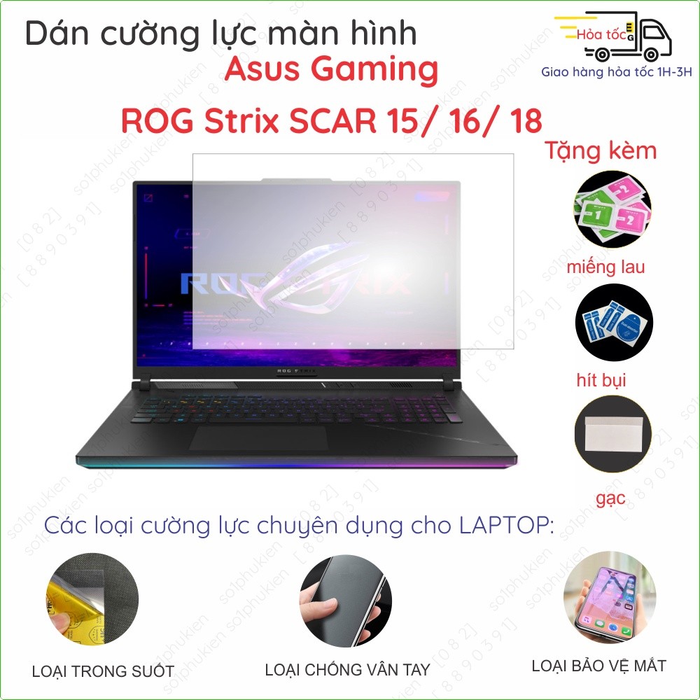 Toughened screen protector for Asus Gaming ROG Strix SCAR 15 16 18 G18 ...