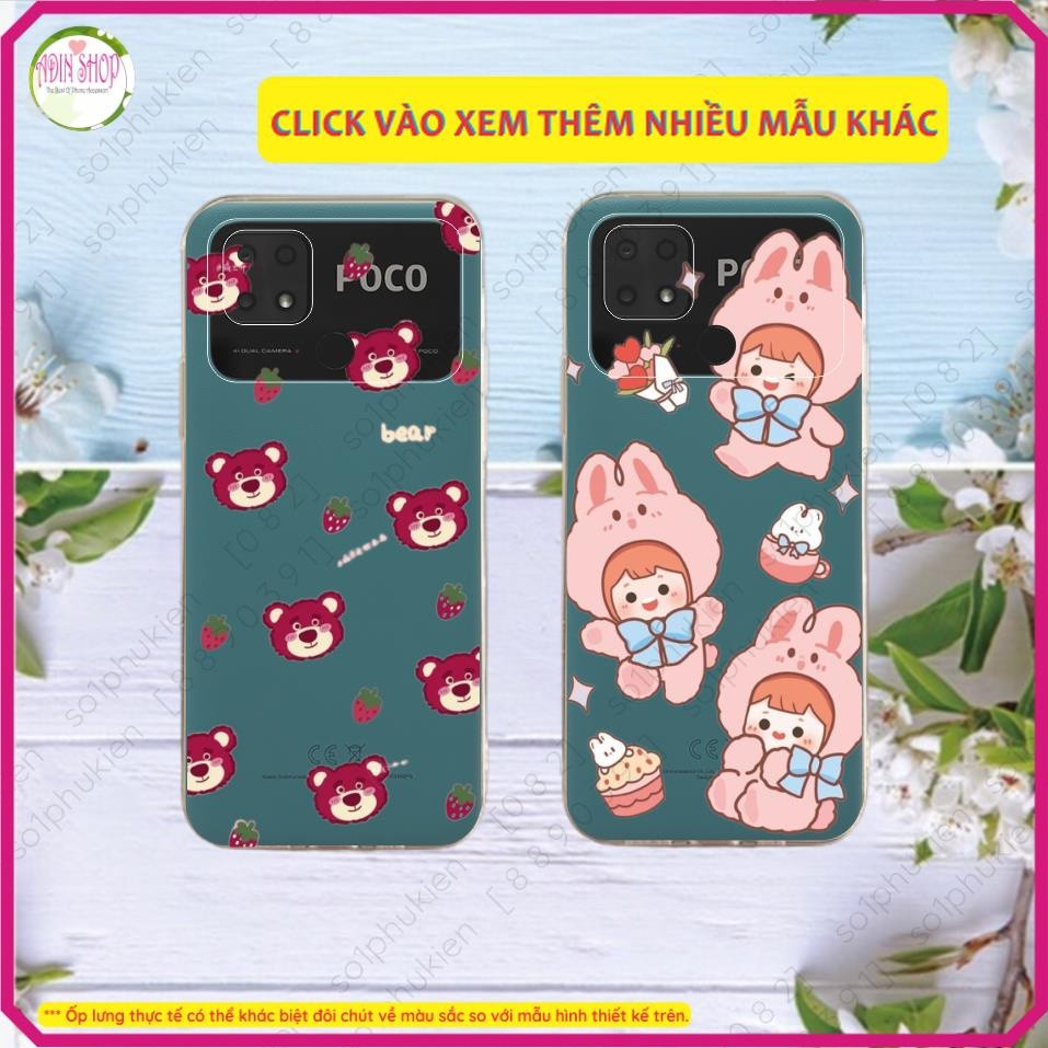 Xiaomi Poco C40 transparent case with strawberry bear print, many new ...