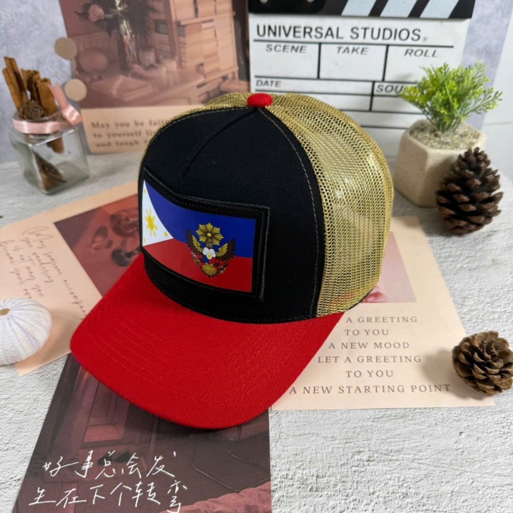 (VNXK Goods) Philippine Flag hats and caps, Khaki fabric with beautiful ...