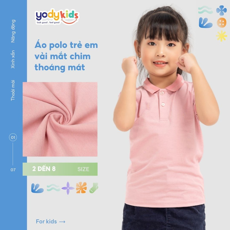 YODY children's bird's eye polo shirt made of coffee material with cute ...