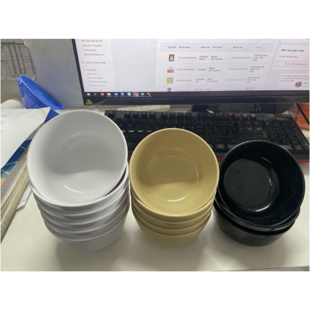 Black, brown, white heat-resistant plastic bowls, thick and beautiful ...