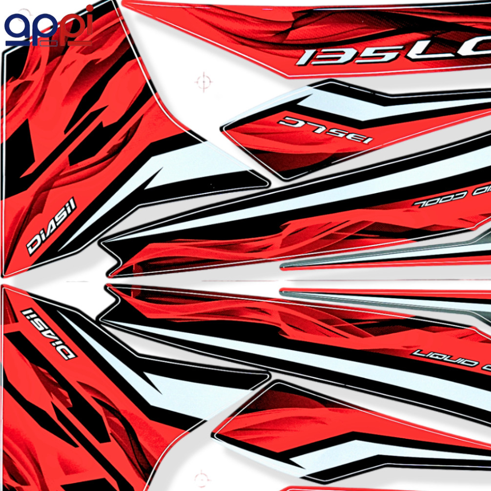 Yamaha LC 135 - V7, EX 135 [19] Black RED, Racing MaLL STICKER (STICKER ...