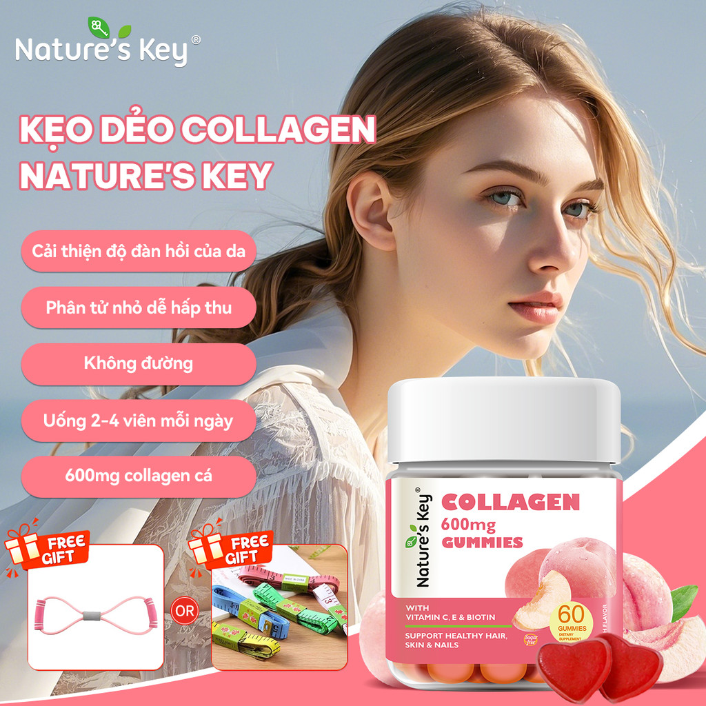 Nature'S Key Collagen Gummies 600mg Fish Collagen Gummies Box of 60 ...
