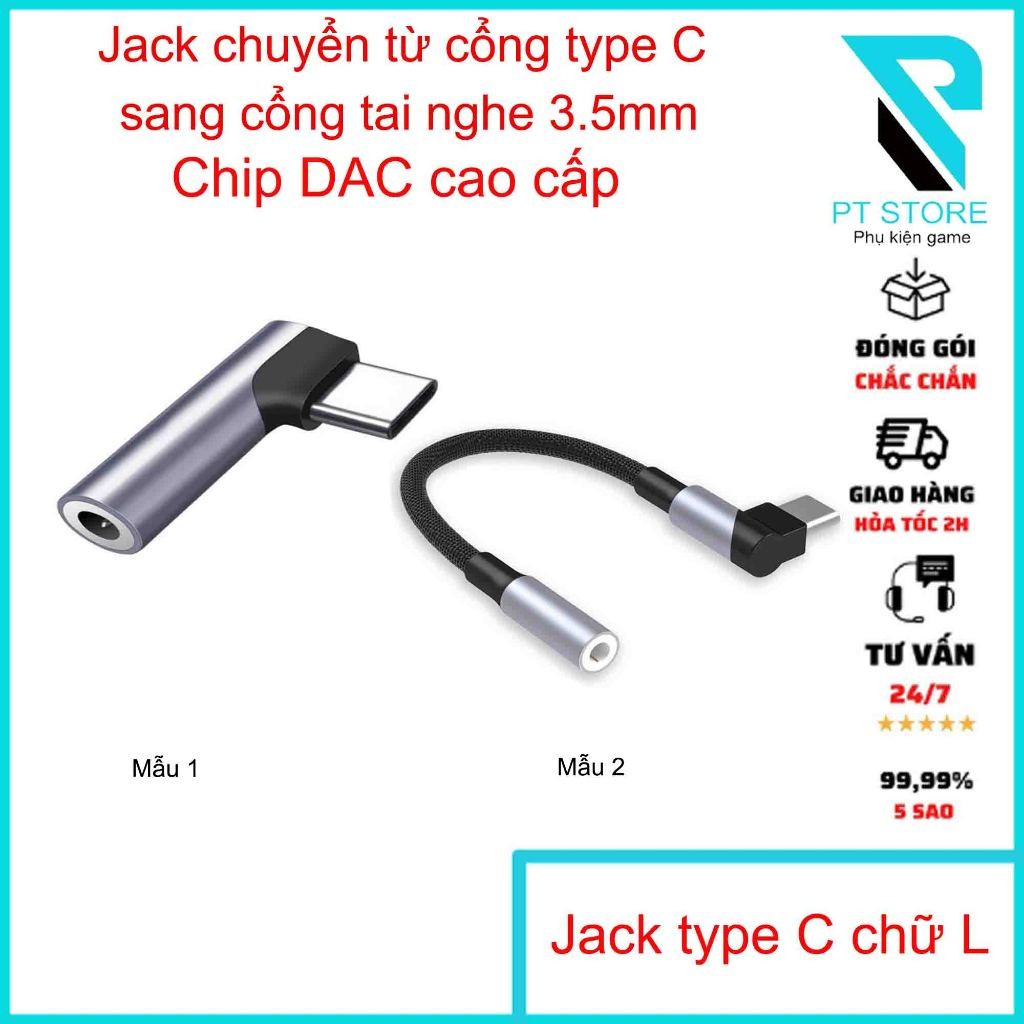 L-shaped Jack converts from Type C charging port to 3.5mm headphone ...