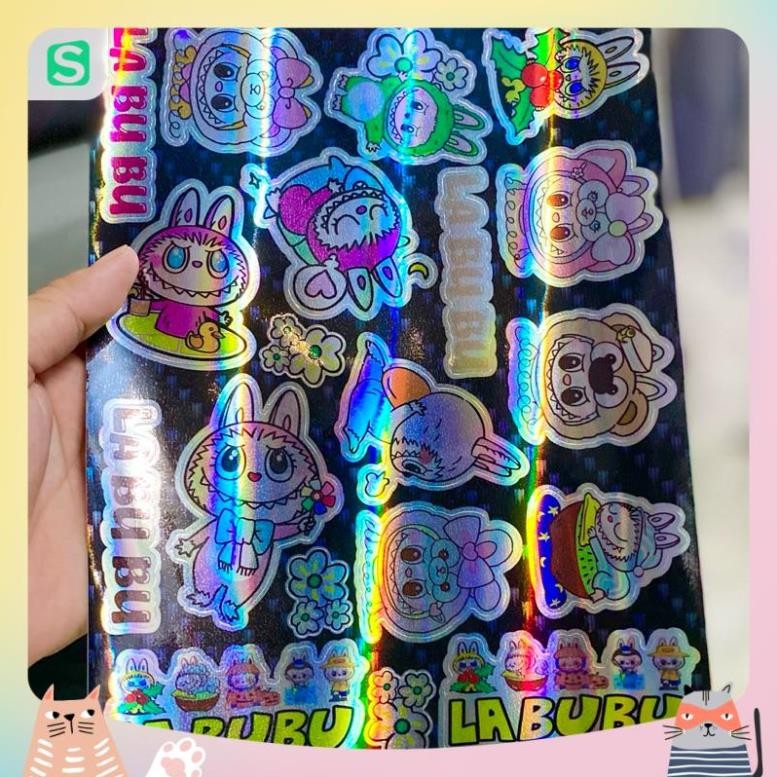 Cute labubu stickers (black background with labubu lettering, 5 pieces ...