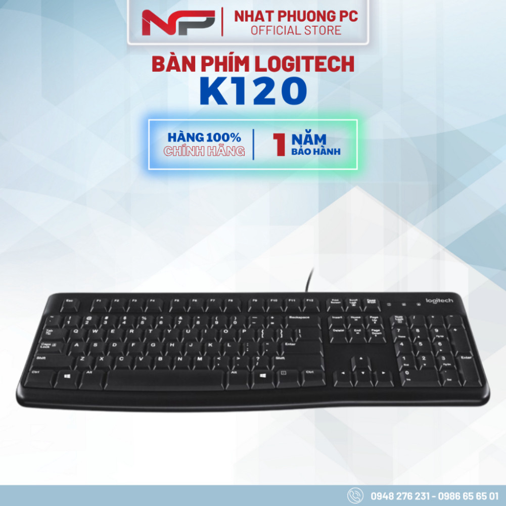 Logitech K120 wired keyboard - Durable, spill-proof, full size with ...