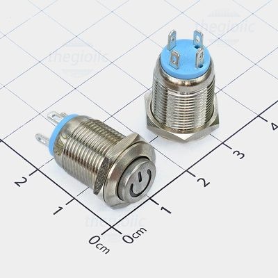 Blue LED Power Release Push Button 12mm 24V 304 Stainless Steel 4 Pins ...
