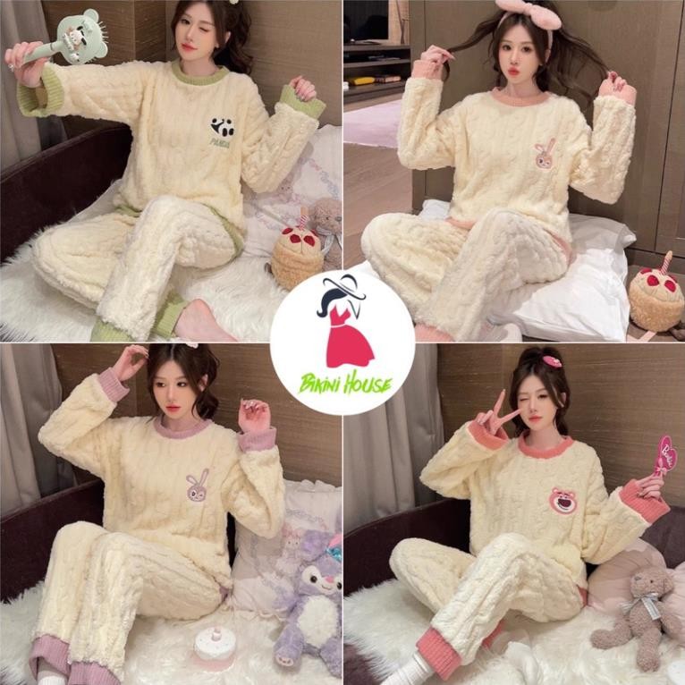 White Fur Pajamas with Animal Pattern, FreeSize Thermal Cotton Fleece ...