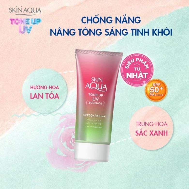 Skin Aqua Tone Up UV Essence Sunscreen SPF 50+ PA++++ Sakura pink green ...