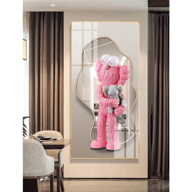 Kaws Clown Painting, model 01, mirror-printed wood material, bordered ...