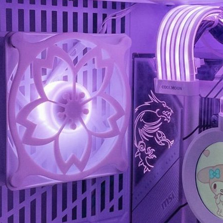 Cherry Blossom shaped 120mm PC cooling fan decorative cover (no screws ...