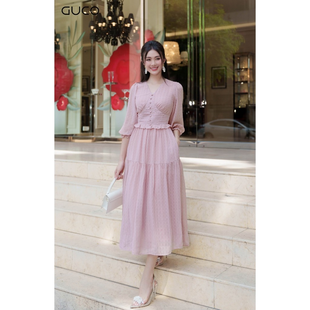 Lady Chiffon Dress - Pink 4415 | Shopee Philippines