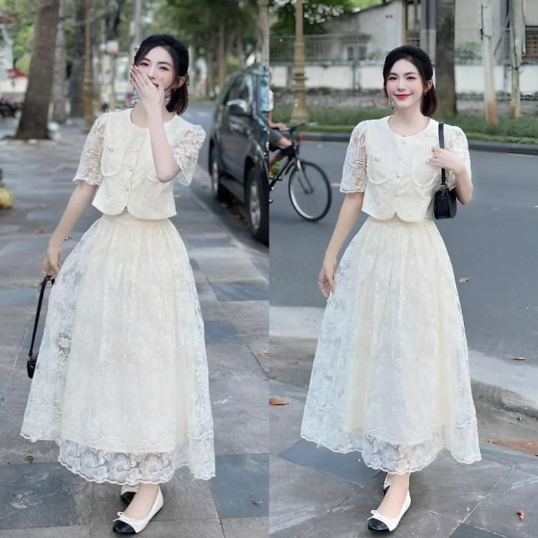 Women's fashion dress Set for parties and outings, top with chest ...