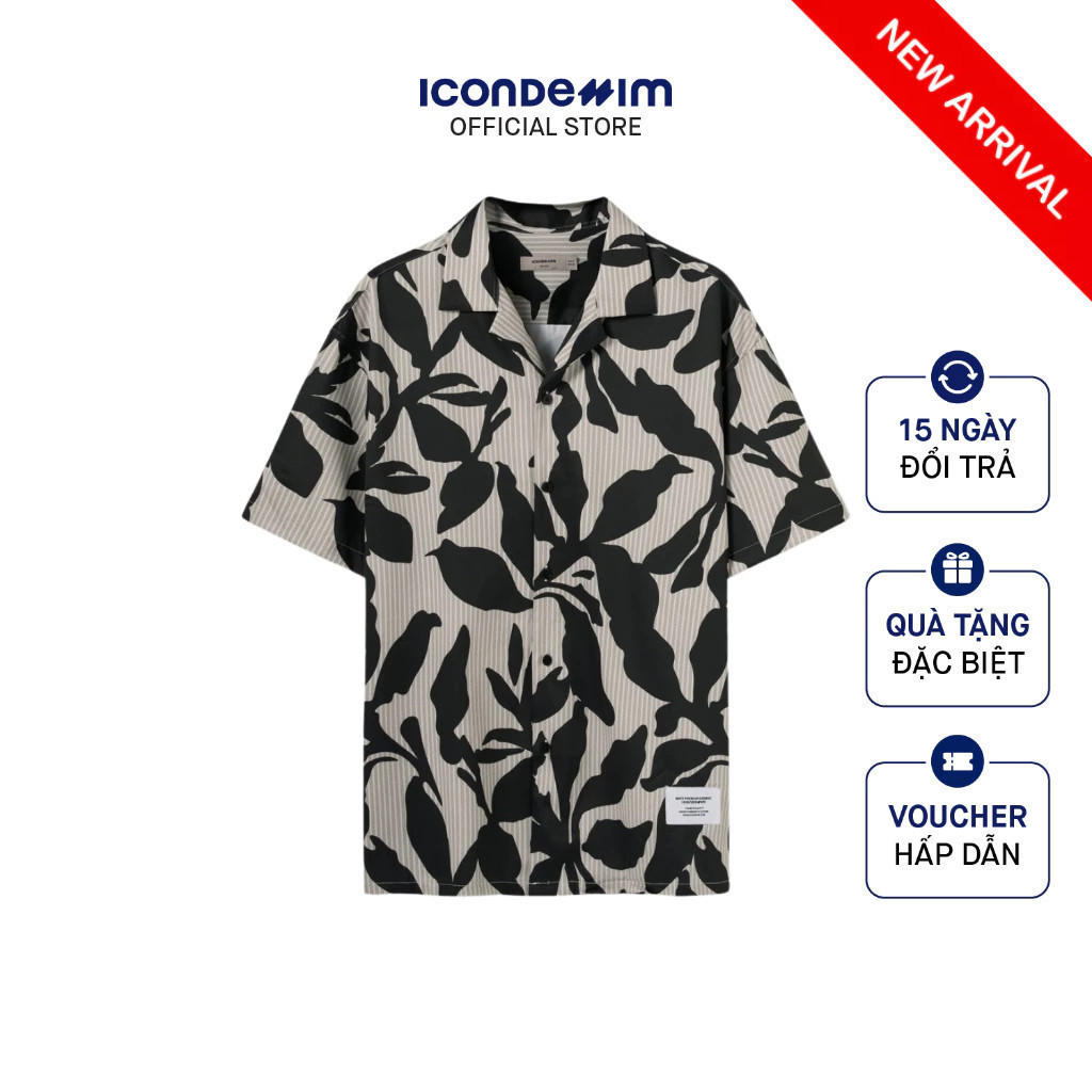 Cuban Men's Visco Short Sleeve Abstract Leaf Form Relaxed Shirt ...