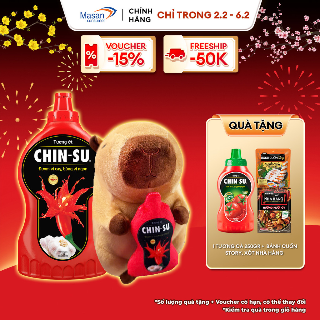 Chin-su Chili Sauce Combo 2KG + Chin-su Capypara Teddy Bear | Shopee ...