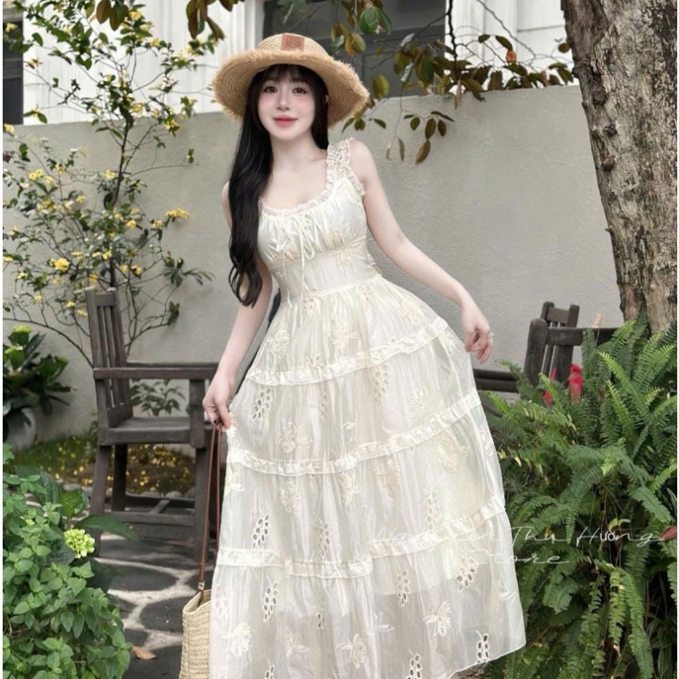 Muse long dress, long flowing white dress with soft layered skirt G330 ...