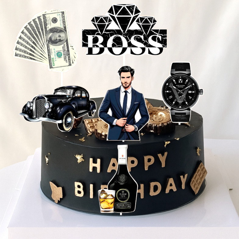 Boss Paper Plug Set Great Gentleman Cake Decorations Cake Decorations ...