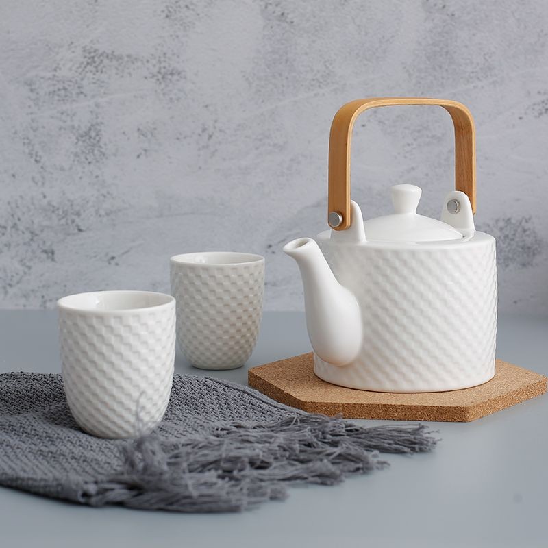 Modern Japanese style teapot, ceramic teacup with filter, matte black ...