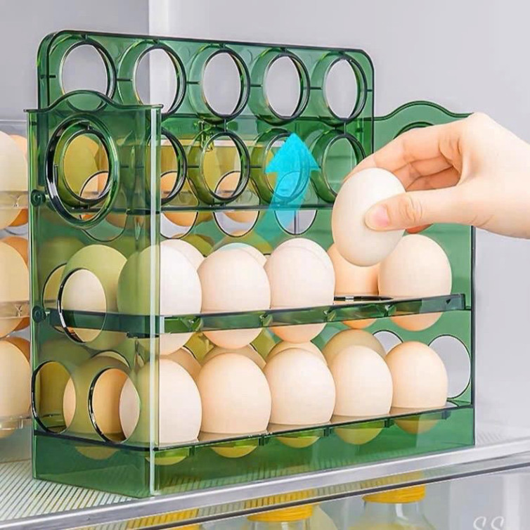 3-tier smart egg tray that automatically flips when Clear, capacity of ...
