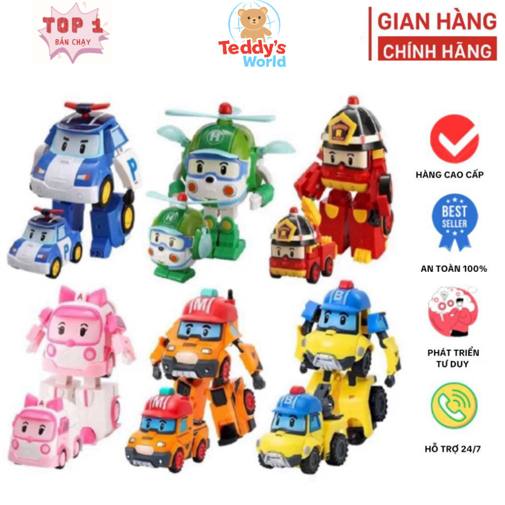 Set of 6 Poli Rescue Team Transformation Robot Toys to Help Children ...