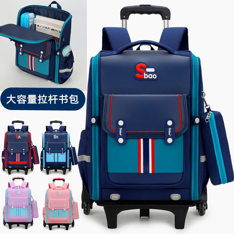 Student backpack with wheels for boys, elementary school students in ...