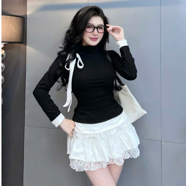 Beautiful women's dress set, top and skirt set, long sleeve shirt and ...