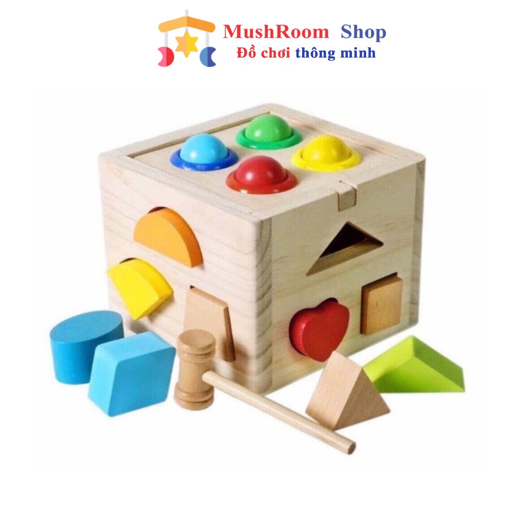 Wooden MUSHROOM Ball Drop Box Helps Children Learn Shapes and Colors ...