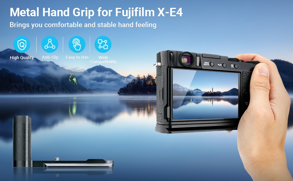 JJC HG-XE4 Aluminium Hand Grip Replaces MHG-XE4 for Fuji Fujifilm X-E4 XE4 Camera , Arca Swiss ...