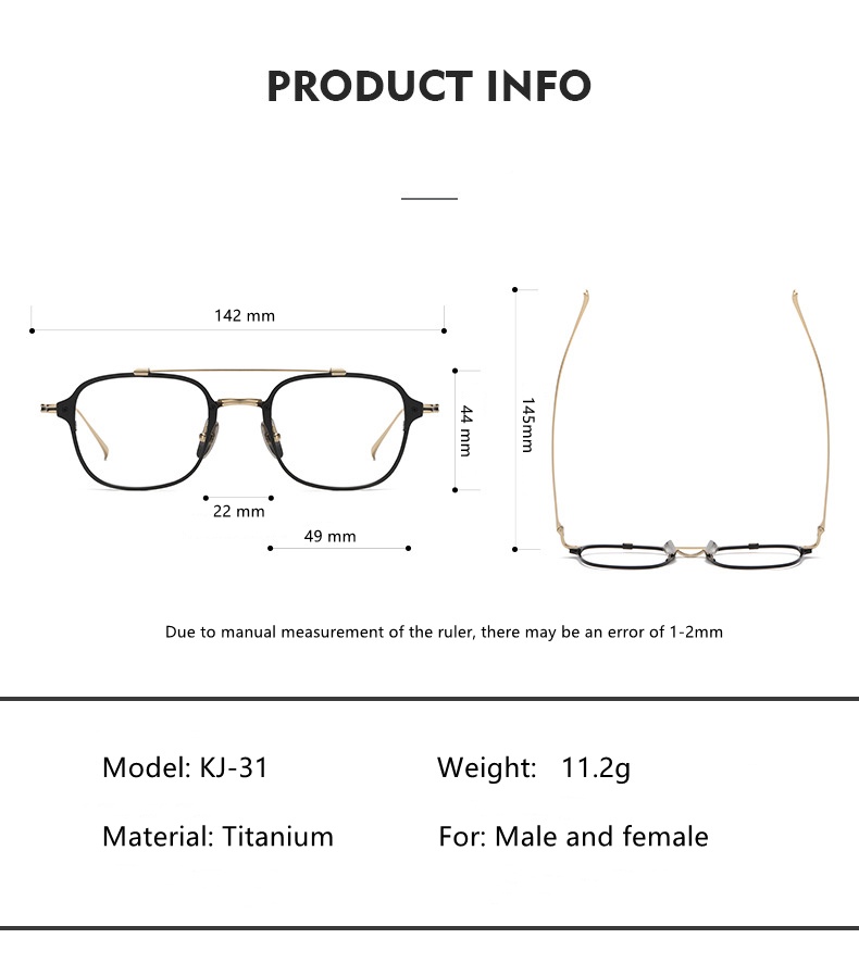 Japanese Simple aviator style Pure Titanium Glasses Frame Ultra-Light ...