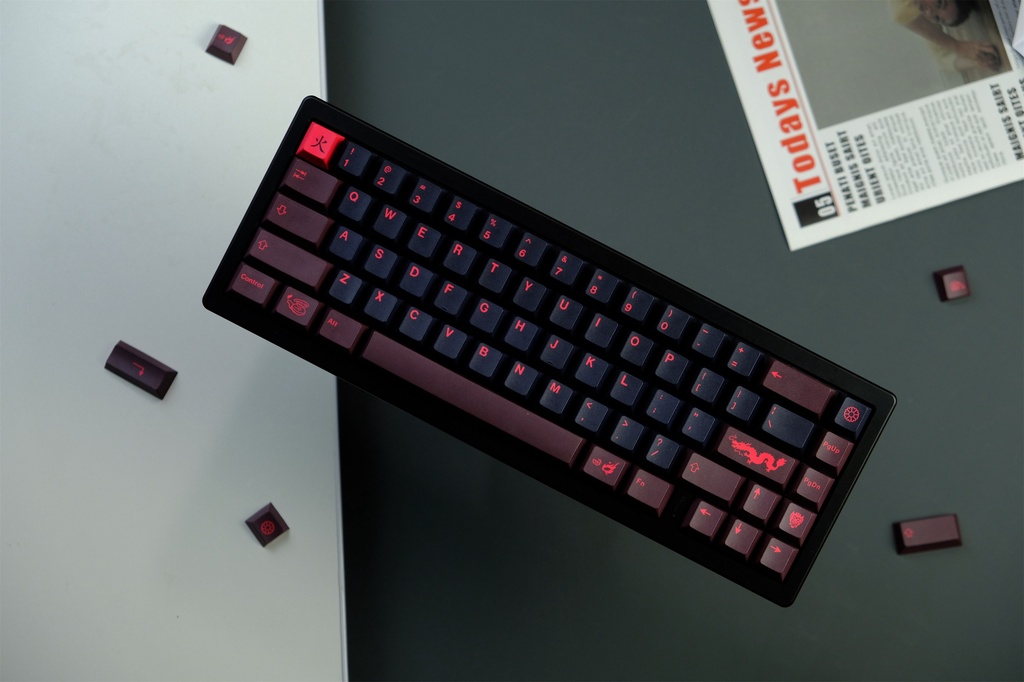 GMK Red Dragon Keycap, 129 Keys PBT Keycaps Cherry Profile DYE-SUB ...