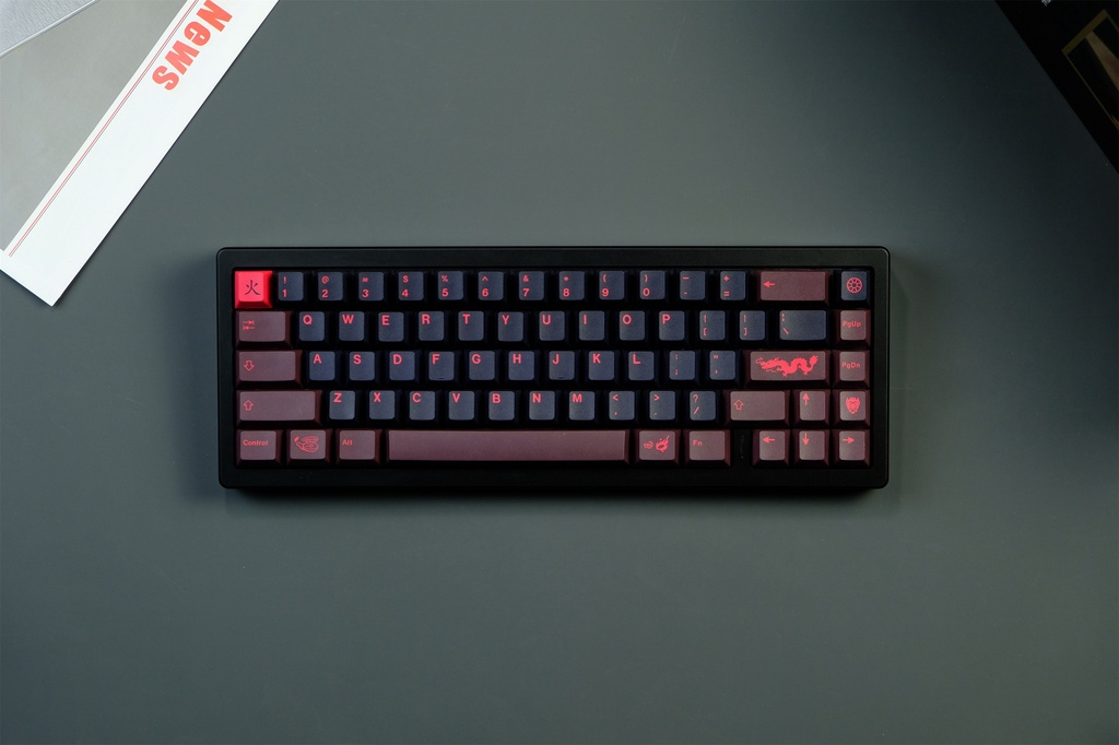 GMK Red Dragon Keycap, 129 Keys PBT Keycaps Cherry Profile DYE-SUB ...