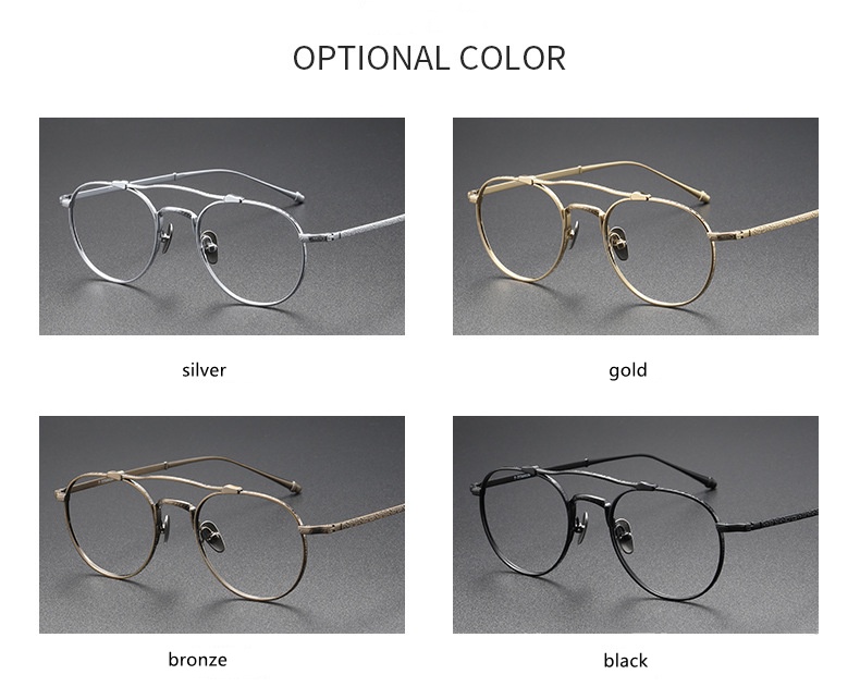 Japanese Style Pure Titanium aviator style Glasses Frame Men Women ...