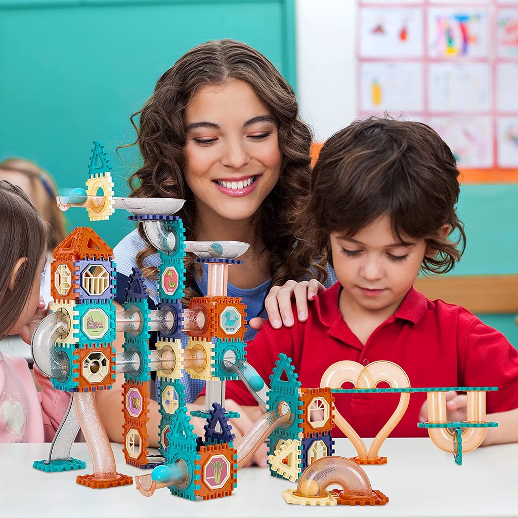 Marble Run Toy, Construction Block STEM Maze Race Trackball Game Toy ...