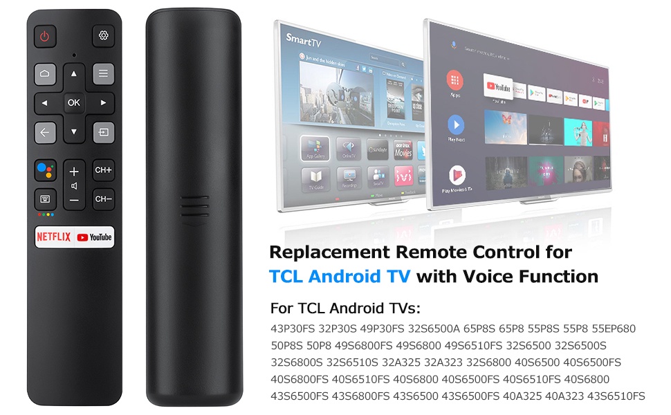 Voice Replacement for TCL-Android-TV-Remote,New Upgraded RC802V for TCL ...