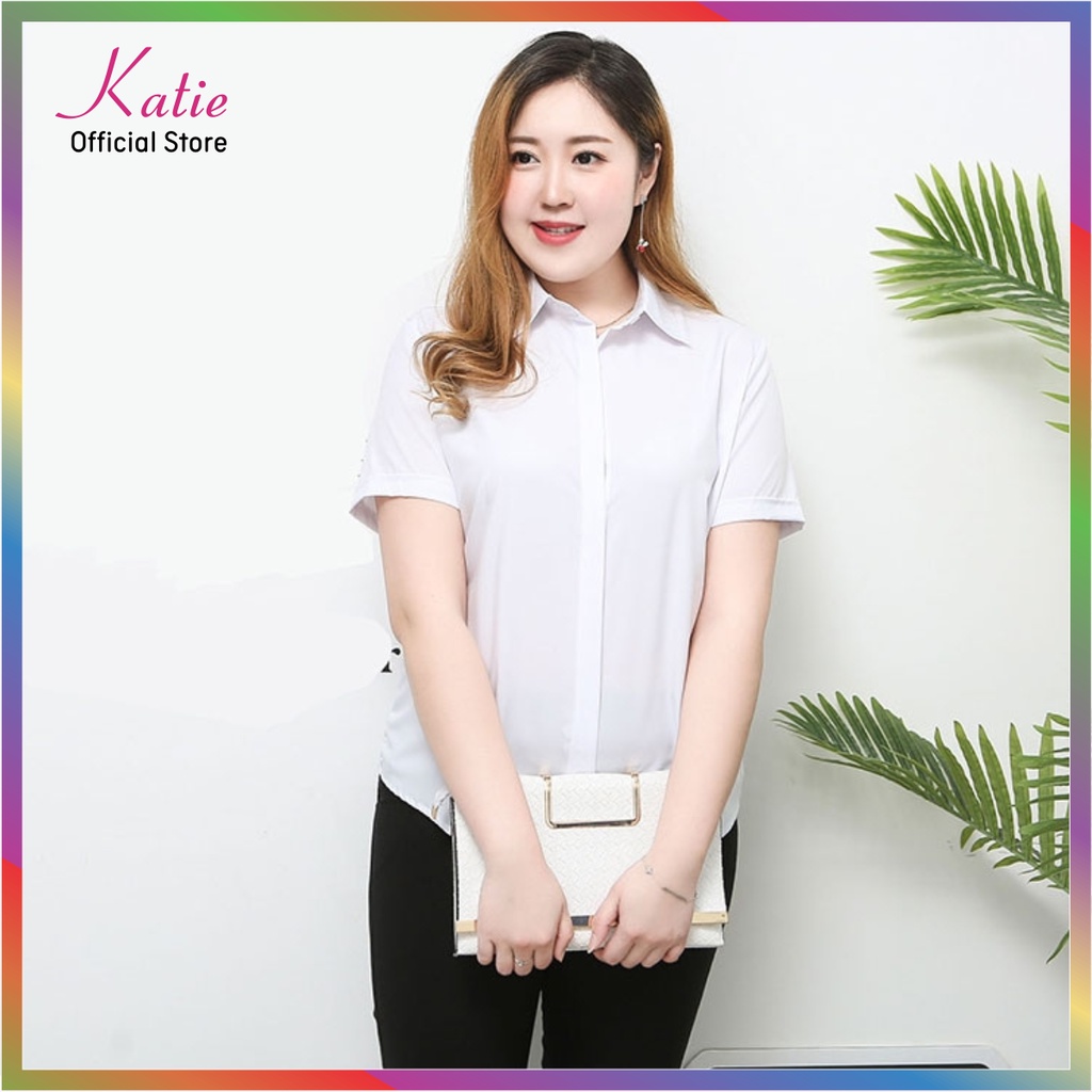 Women's Shirt Big Size White KATIE Black Somi Shirt Cool Cotton Wrinkle ...