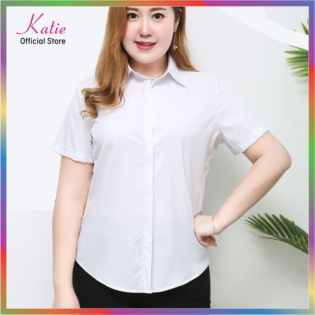 Women's Shirt Big Size White KATIE Black Somi Shirt Cool Cotton Wrinkle ...