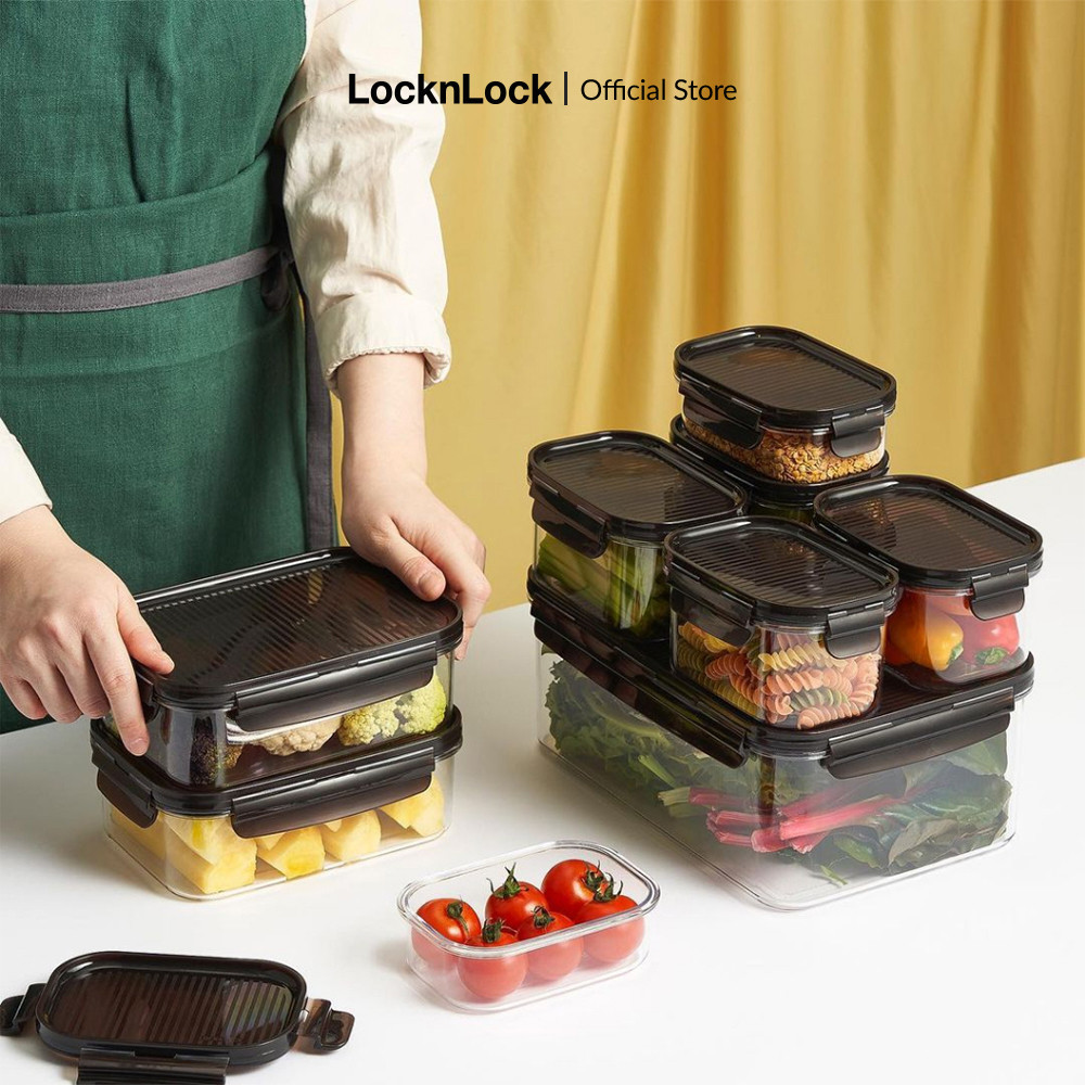 Lock&lock Bisfree Modular Container food storage box with brown lid ...
