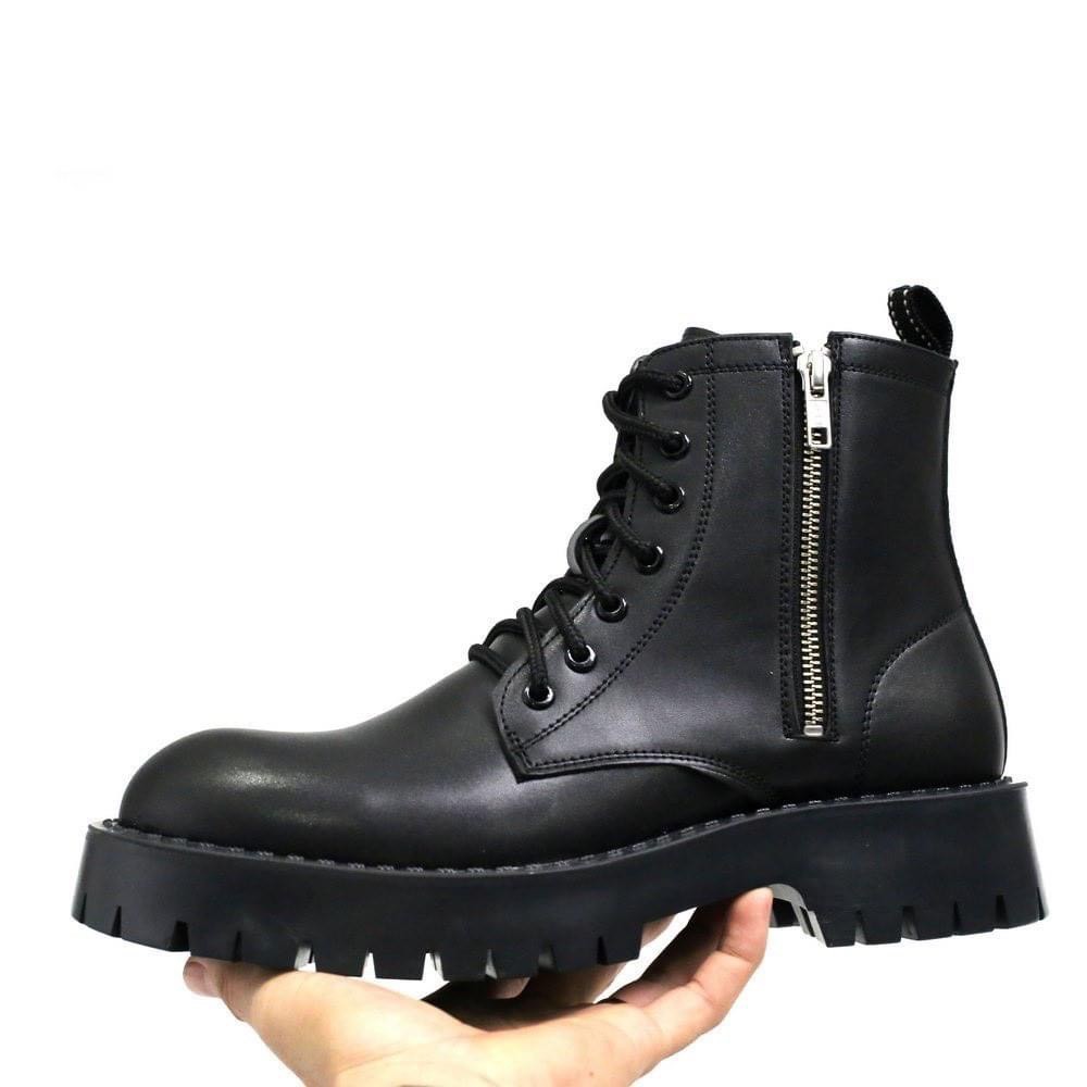 High Neck Boots With Zipper, COMBAT Sole 5cm Increase, Men'S Boots ...