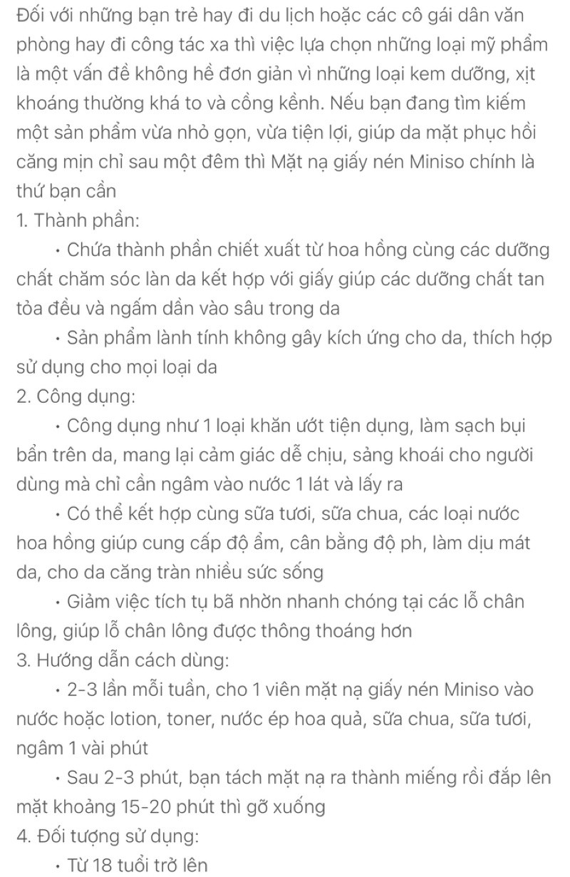 Candy-shaped Miniso Compressed Paper Mask (Convenient bag of 100 ...