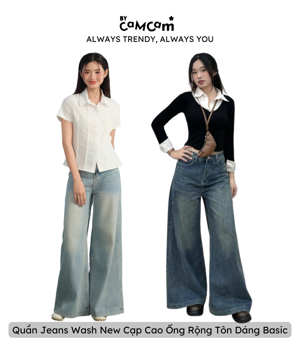 New High Waist Wash Jeans Bycamcam Basic Wide Leg Jeans QTD002 2025 ...