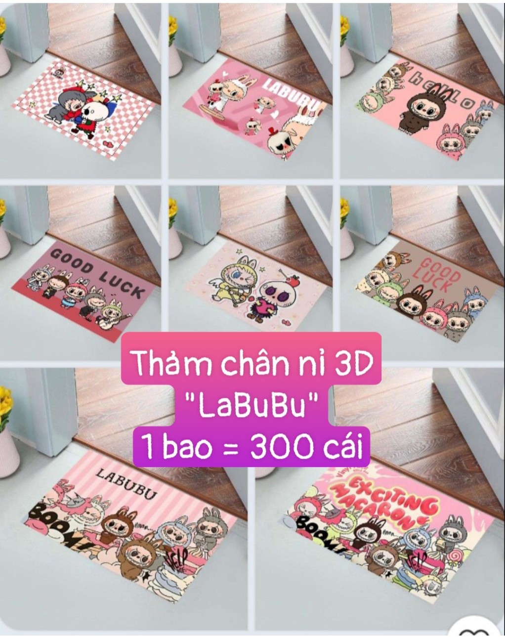 Super Hot LABUBU Felt Foot Mat (RANDOM SAMPLE DELIVERY) | Shopee ...